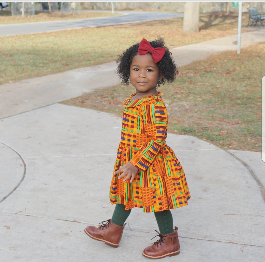 Orange Kente Dress, African Print Dress, Toddler Dress, Black History ...