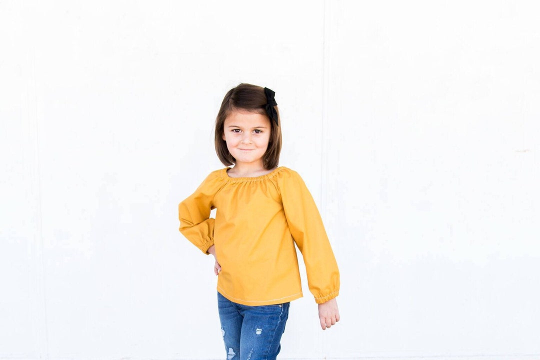 Fall Mustard Peasant Blouse, Medieval Style, Girls Top, Long Sleeve Top ...