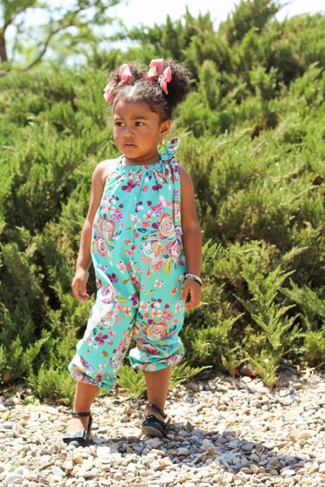 Mint Green Boho Jumpsuit Romper, Floral Baby Clothes, Toddler Pants ...