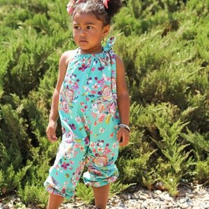 Mint Green Boho Jumpsuit Romper, Floral Baby Clothes, Toddler Pants ...