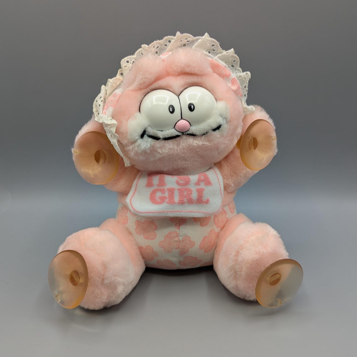 Vintage Dakin Garfield Pink New Baby "it's A Girl" Window Clinger Plush ...