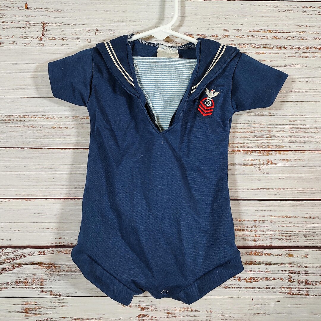 Vintage Baby Jumper / Baby / Blue White Navy Sailor / Baby Infant ...