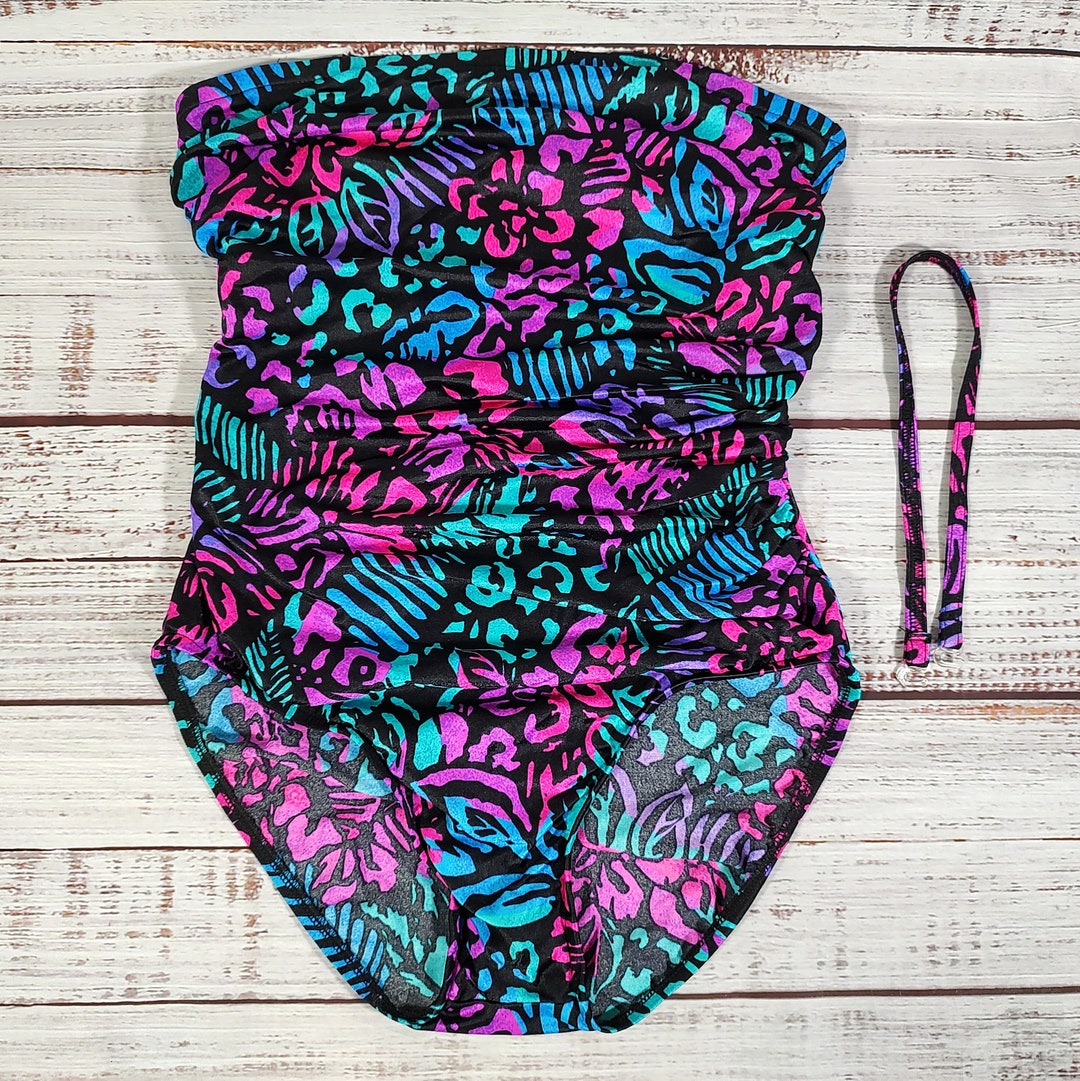 Vintage Swim Suit / 1980s 80s 1990s 90s / Open Back Tube Top / One ...