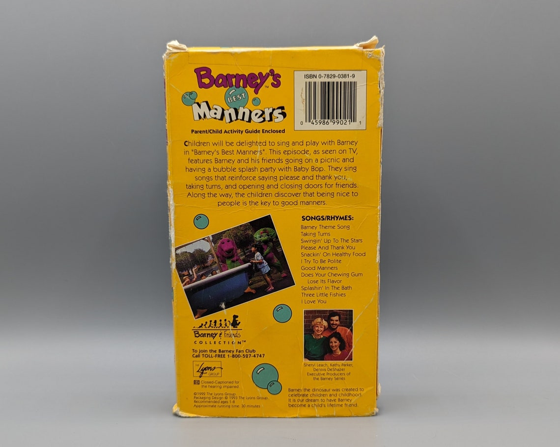 Barney's Best Manners VHS / Vintage Video VHS Tape / Retro - Etsy