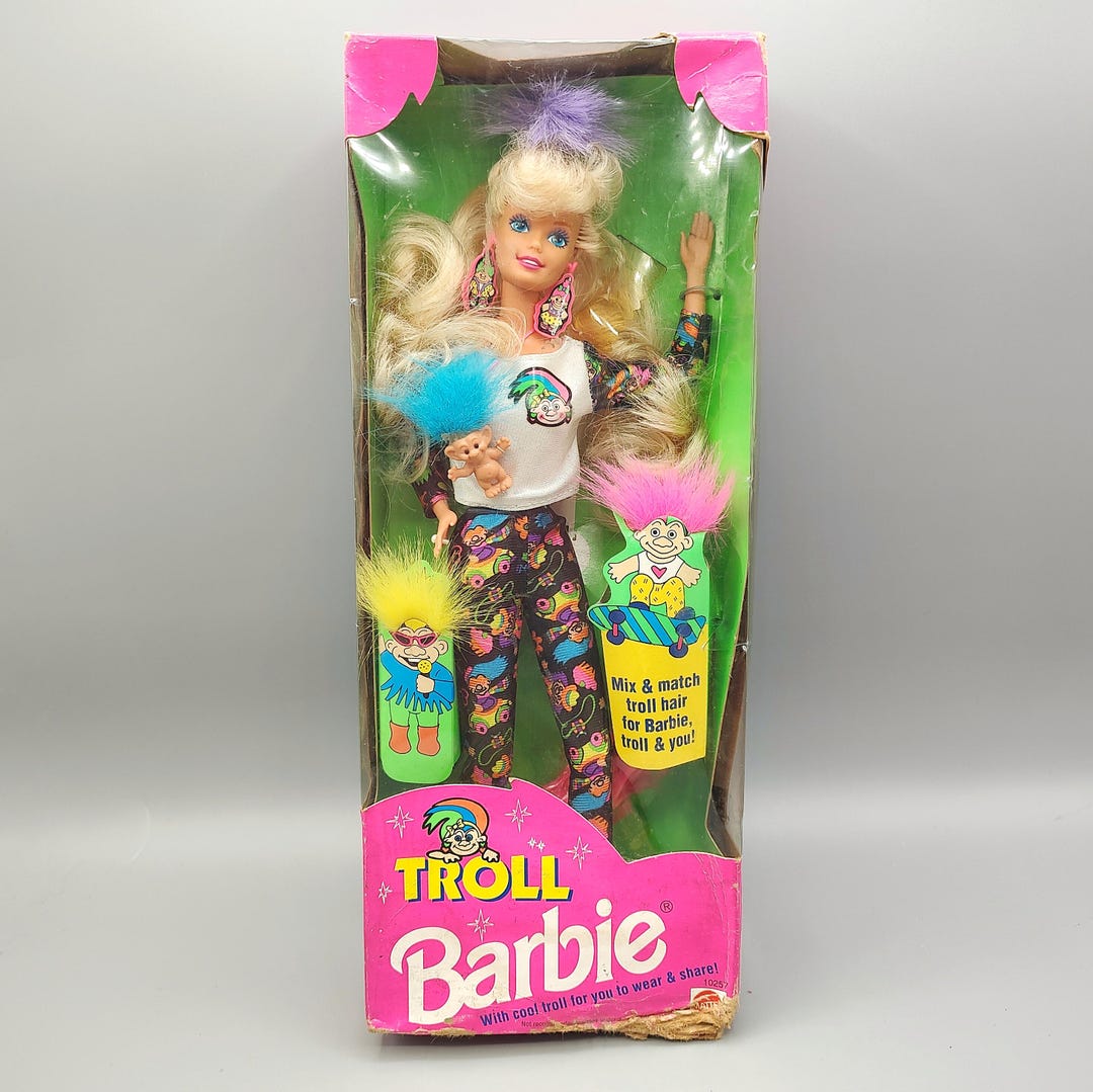 Vintage Troll Barbie Doll Mattel With Mini Troll 1992 Vintage New in ...