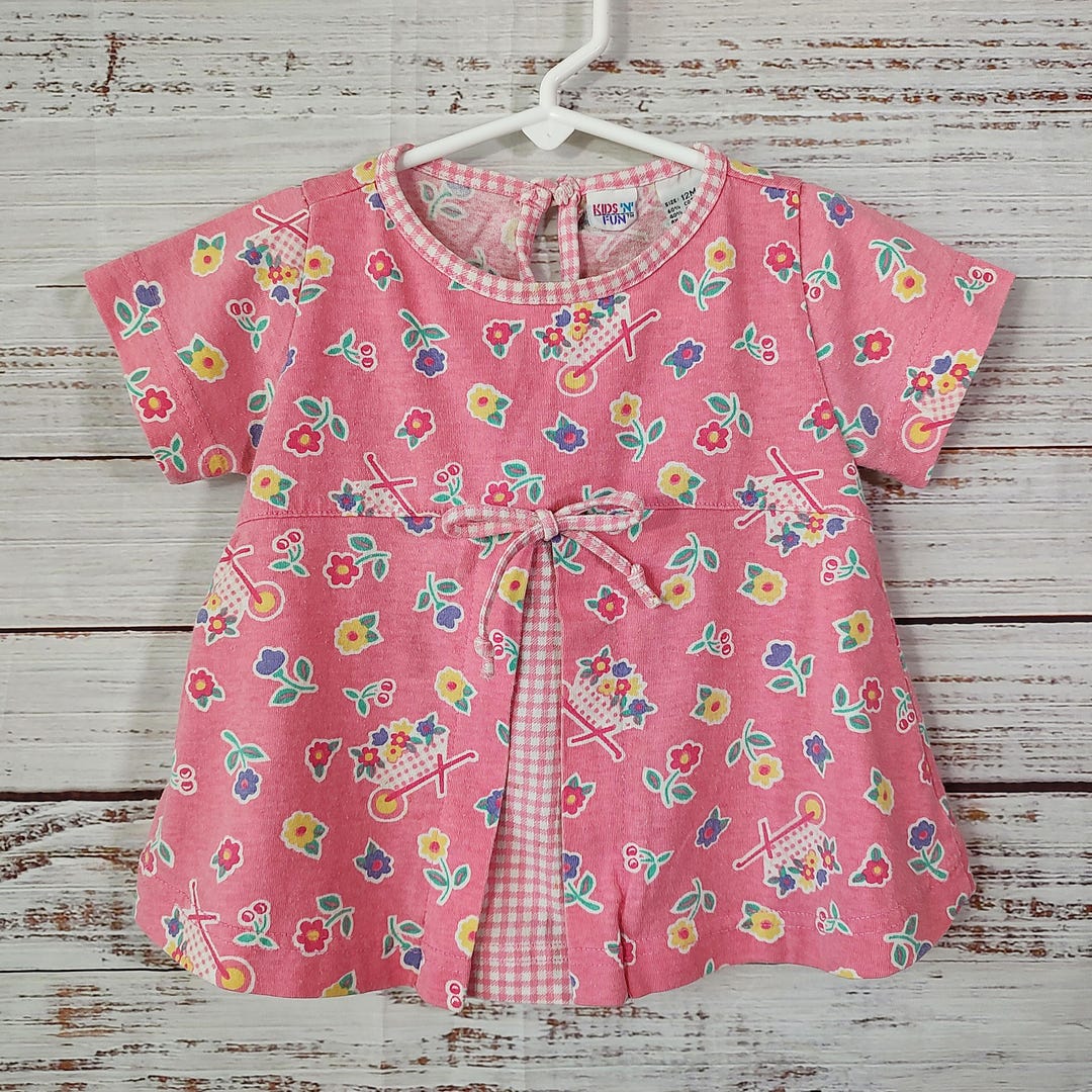 Vintage Baby Dress Shirt / Pink White Dress 1990s 90s / Retro Infant ...