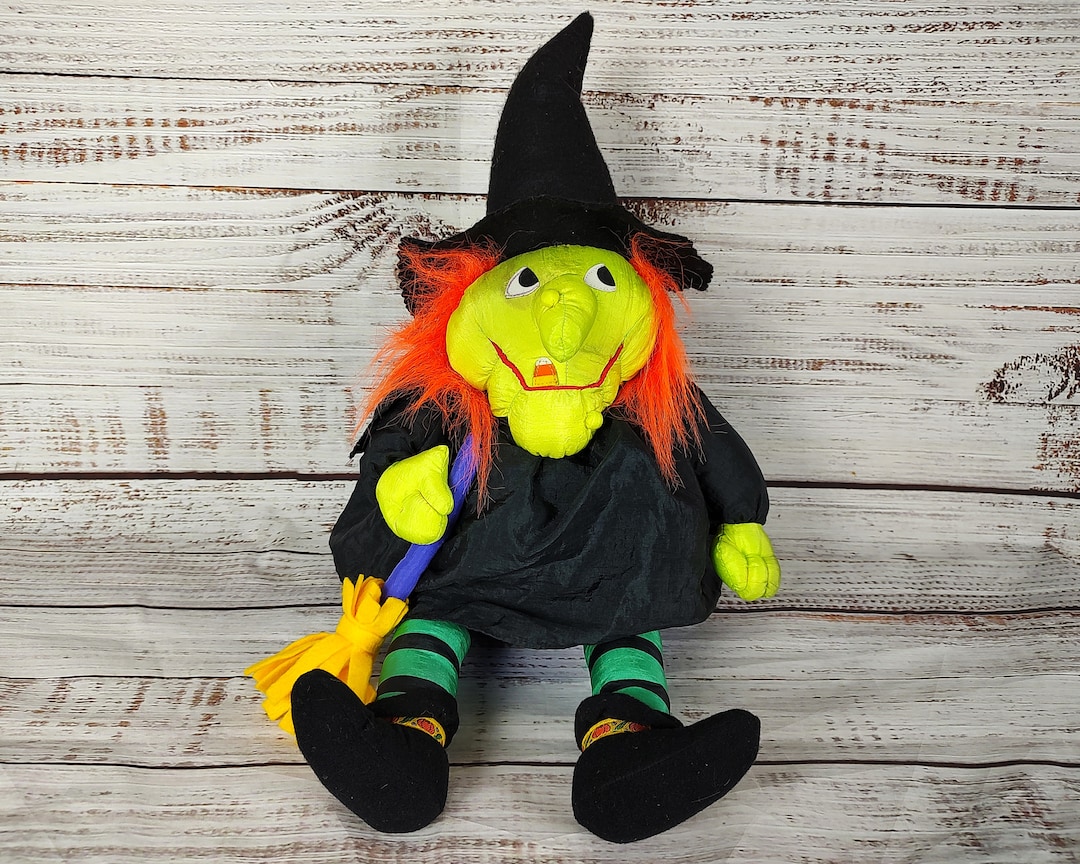 Vintage Stuffed Witch Toy / 1990s 90s / Purple Green Plush / - Etsy