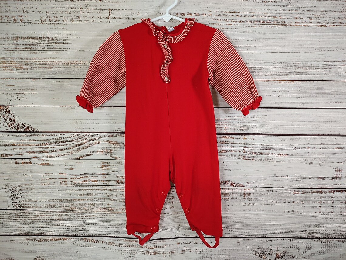 Vintage Baby Jumper / Baby / 1970s 70s Baby Outfit / Red White / 9M 9 ...