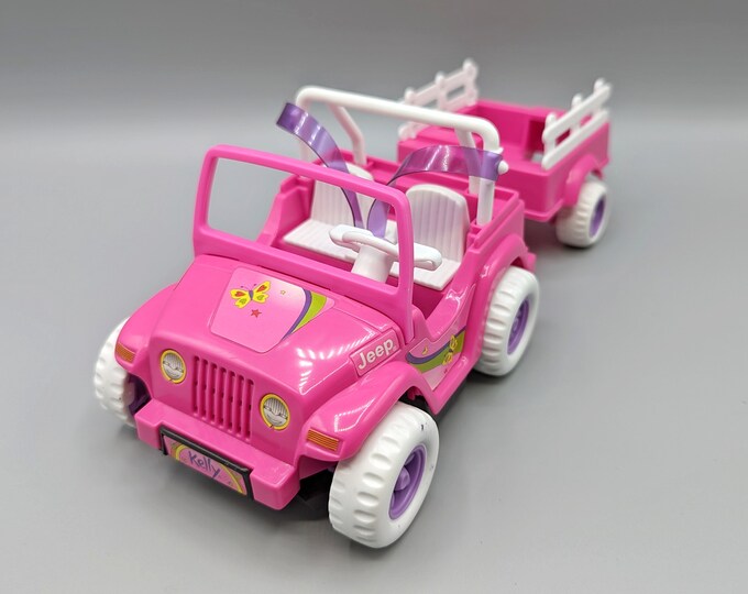 1997 Mattel Barbie Kelly DOLL Power Wheels Mini Jeep-wagon Trailer ...