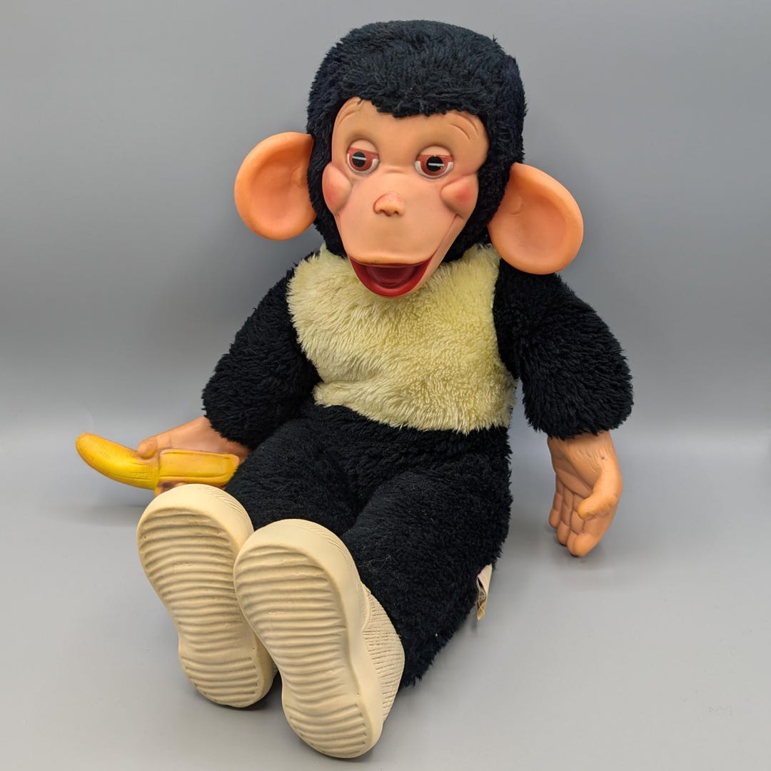 Vintage Mr. Bim Zip Zippy Plush Monkey With Banana Stuffed Toy Rubber ...