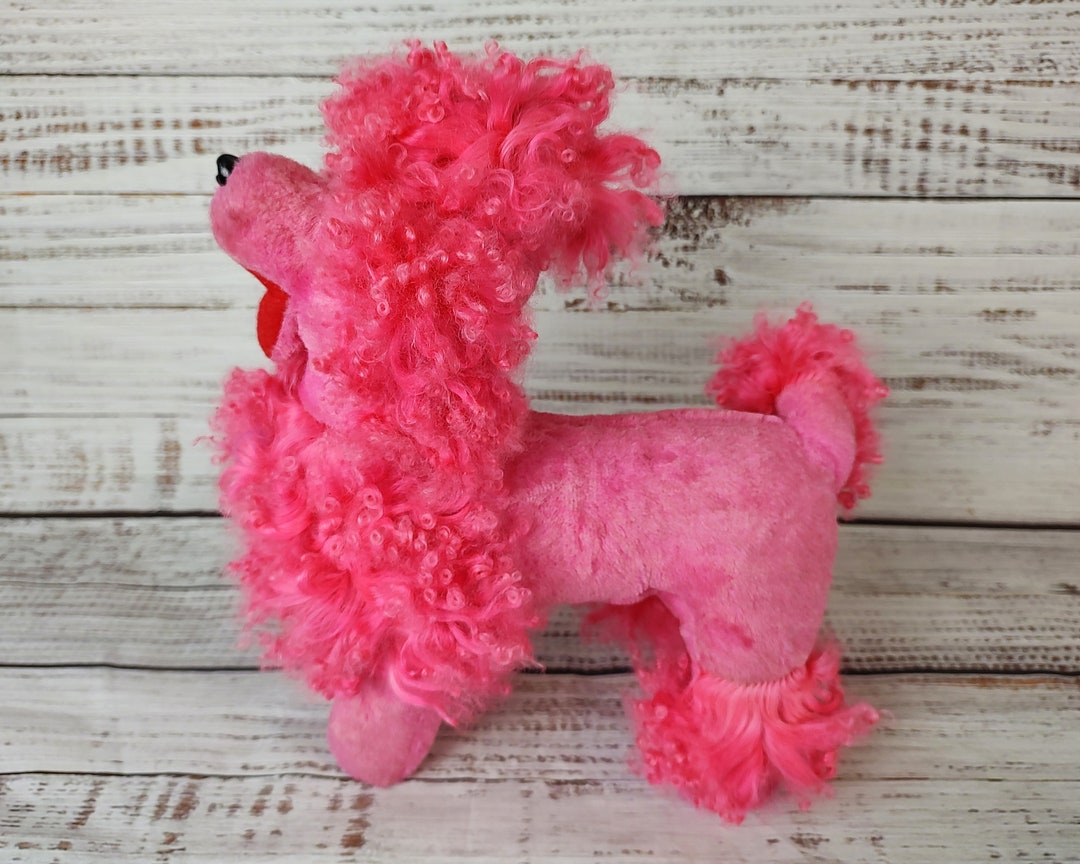Vintage Stuffed Animal / 1950s 50s Vintage Pink Poodle / Retro Stuffed ...