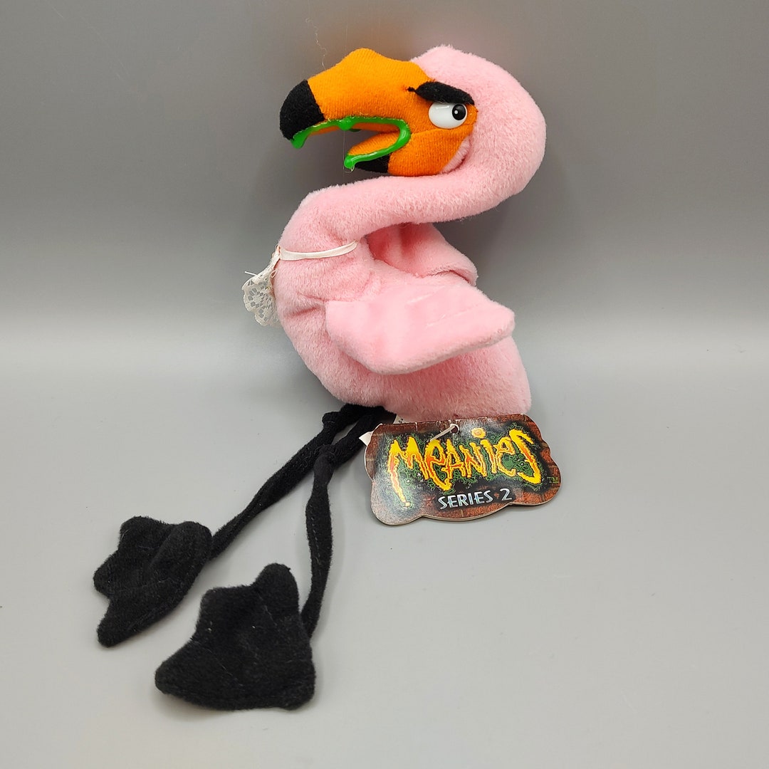 Vintage 1998 Meanies Series 2 Phlemingo Flamingo Plush Stuffed Animal ...