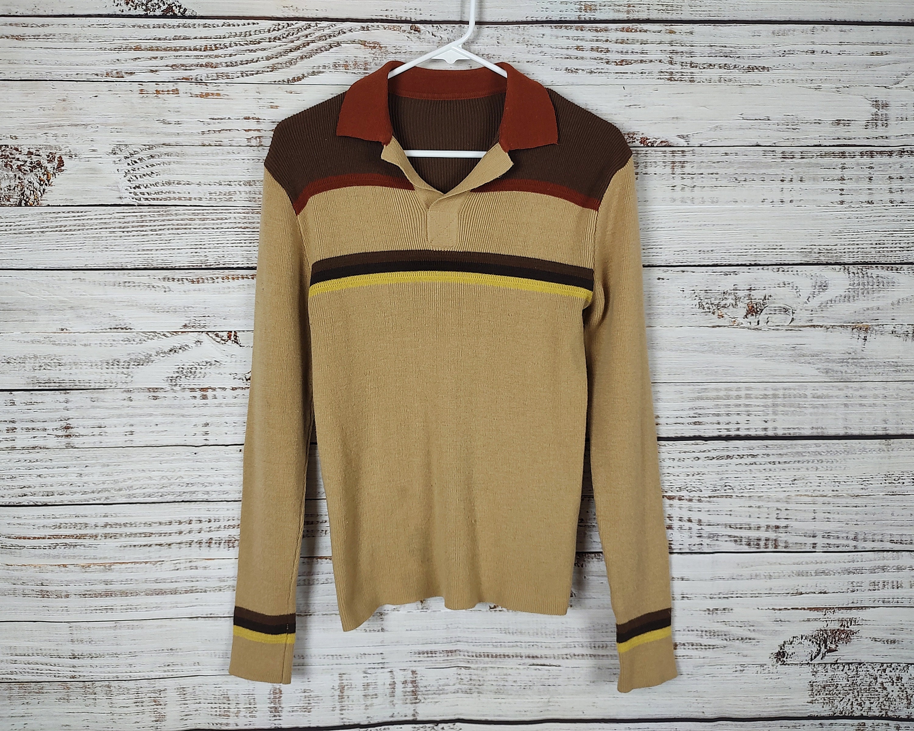 Vintage 70s EV LTD Purple and Blue Striped Raglan Polo Shirt Long ...