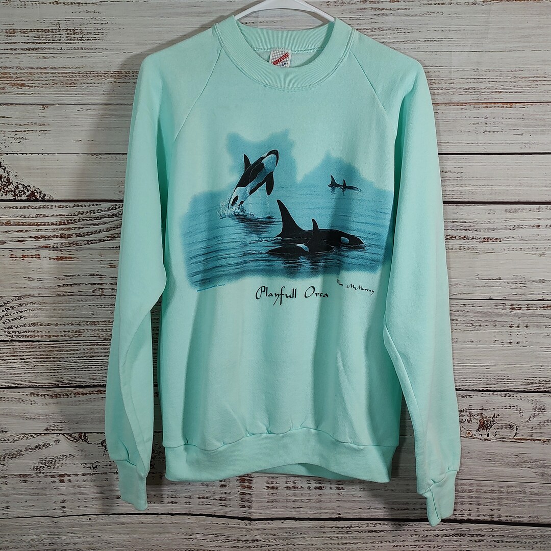 Vintage Graphic Sweater / Killer Whale Playful Orca Shamu / 1990s 90s ...