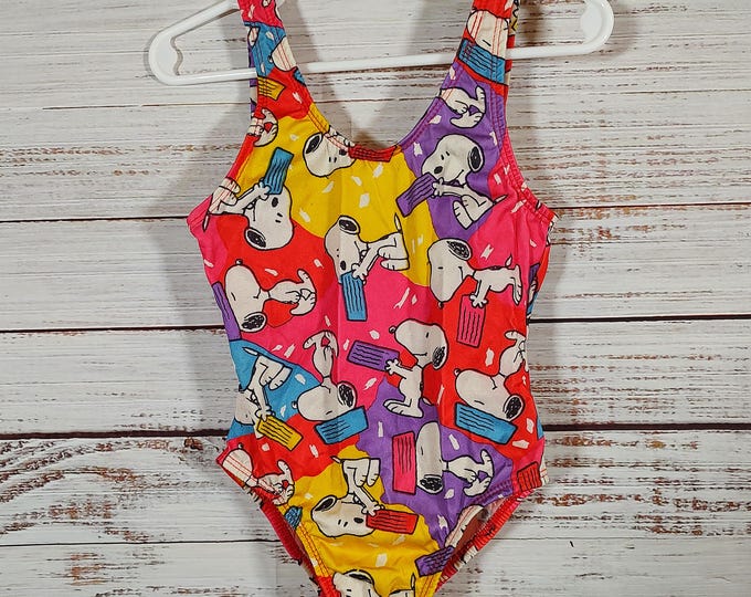 Vintage Kids Swimsuit / Snoopy Peanuts One Piece Swim Wear 1990s 90s ...