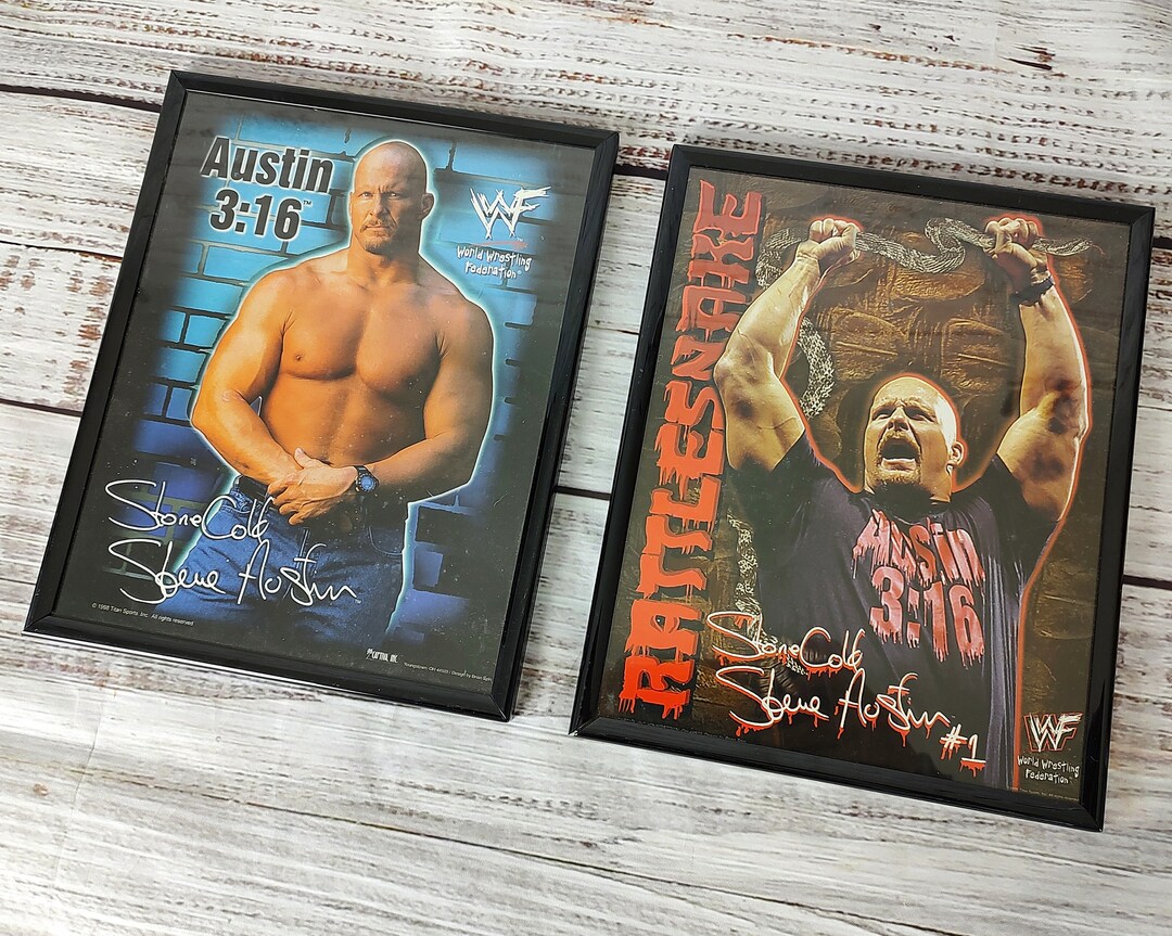 WWF Stone Cold Steve Austin Framed 8x10 Promotional Pictures ...