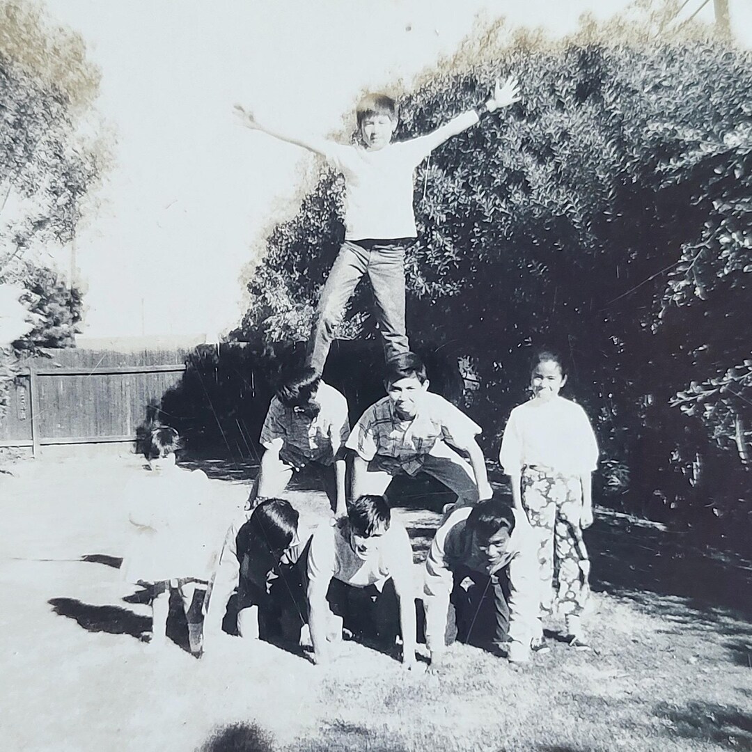 Kids at Play Goofing off Human Pyramid / Art Antique Photography ...