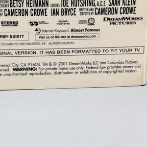 Almost Famous Sealed VHS / Vintage VHS Tapes / 1980s 80s / 1990s 90s - Etsy