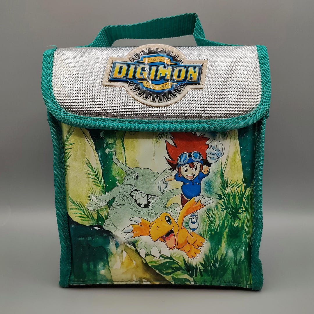 Vintage Digimon Insulated Lunch Bag / Lunch Box Green 1999 / Retro ...