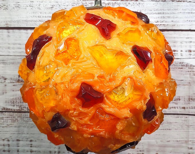 Vintage Chunky Lucite Swag Lamp / Hanging Rock Candy Swag Ball Light ...