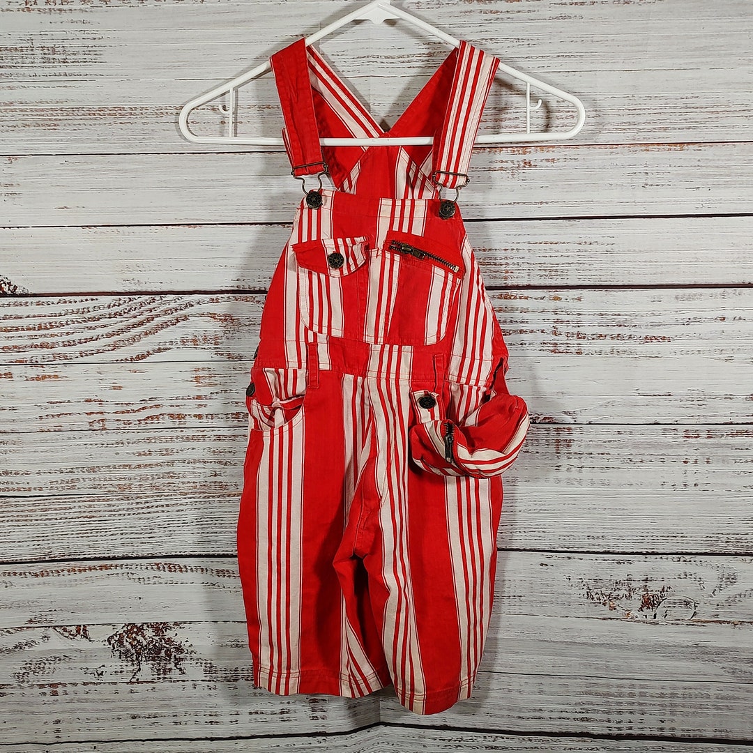 Vintage Denim Overalls / Retro Red White Striped Overall / 1990s 90s ...