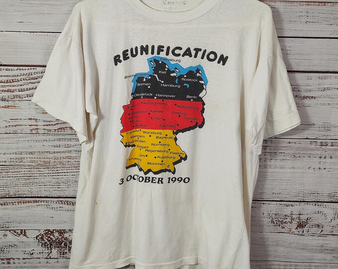 Vintage Single Stitch Graphic Tee / Germany Reunification Unity Berlin ...