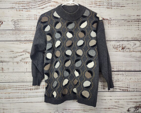 Vintage Mens Sweater / Knit Gray Sweater / Ugly Sweat… - Gem