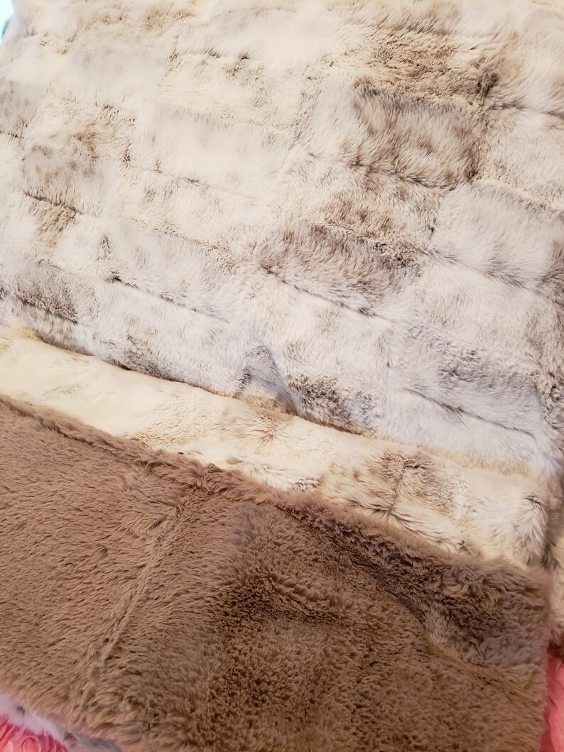 Minky Faux Fur King Size Pillowcase Tan Cream Wave and | Etsy