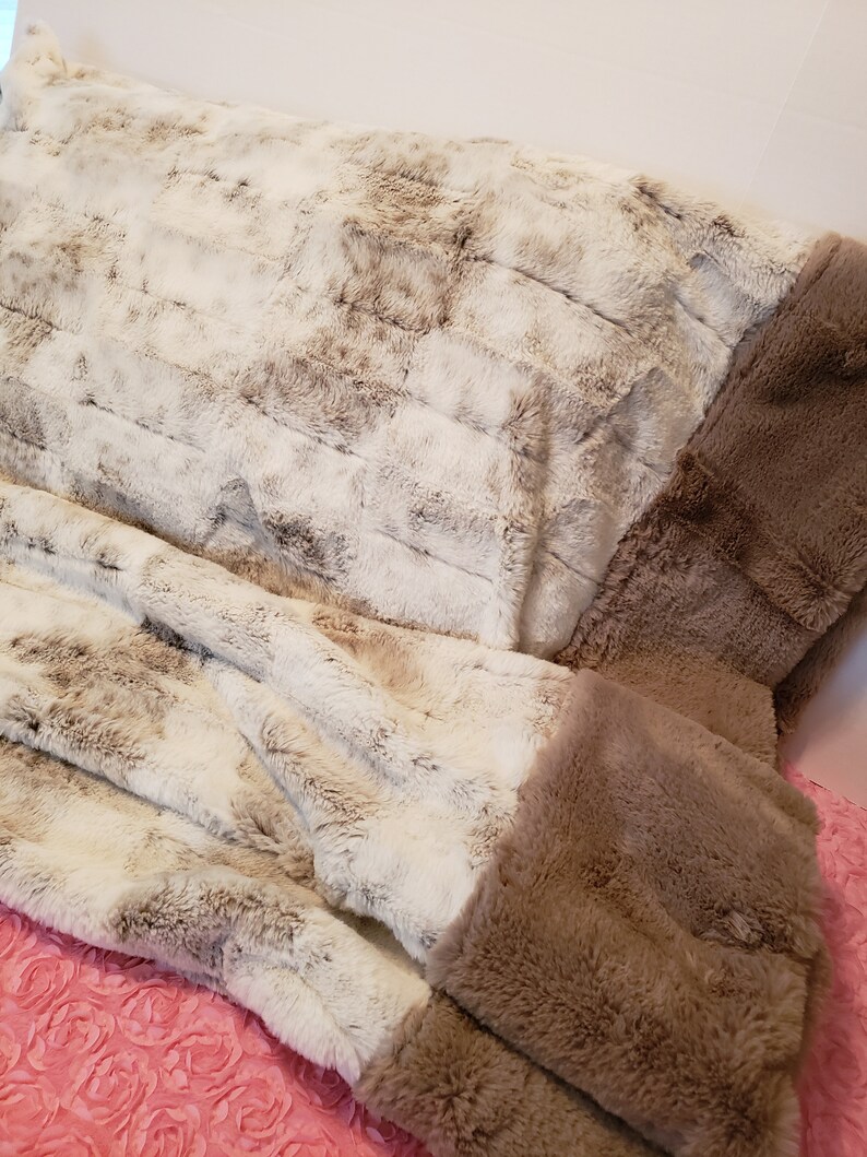 Minky Faux Fur King Size Pillowcase Tan Cream Wave and | Etsy