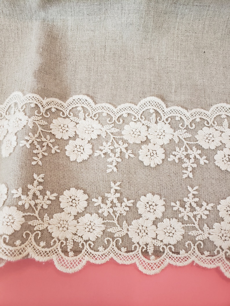 Linen & Lace Trimmed Standard Queen Pillowcase Khaki Linen Ivory 4 1/2 ...