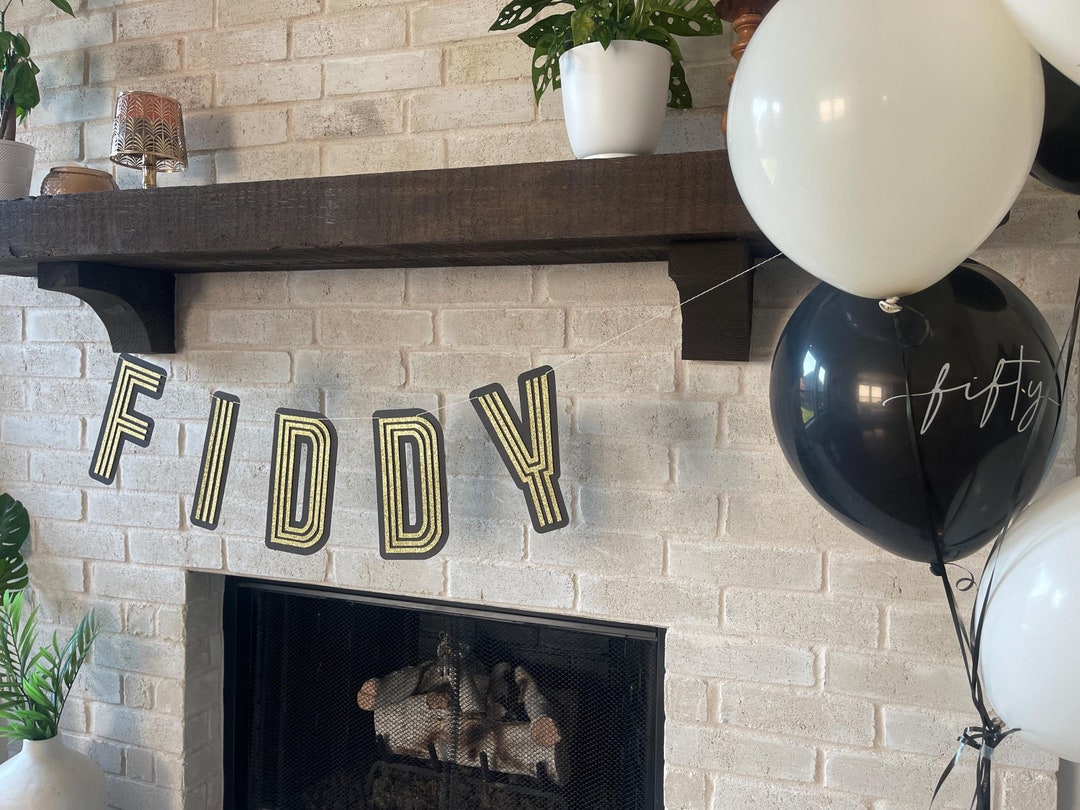 FIDDY Birthday Banner | 50th, Golden Year, Golden Jubilee, Fifty, Party ...