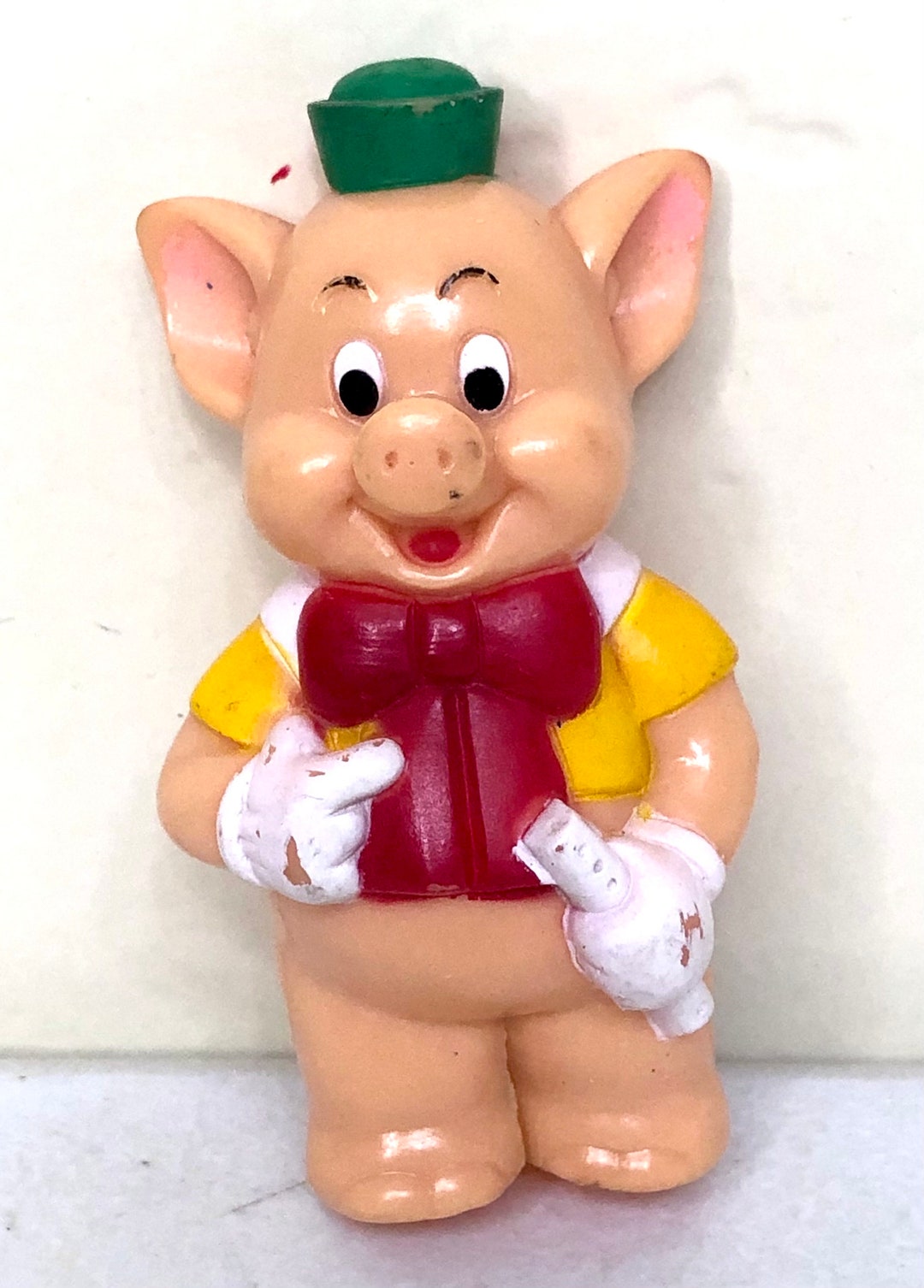 Vintage 90s Toy / Plastic Pig Red Bow / Walt Disney Productions / Three ...