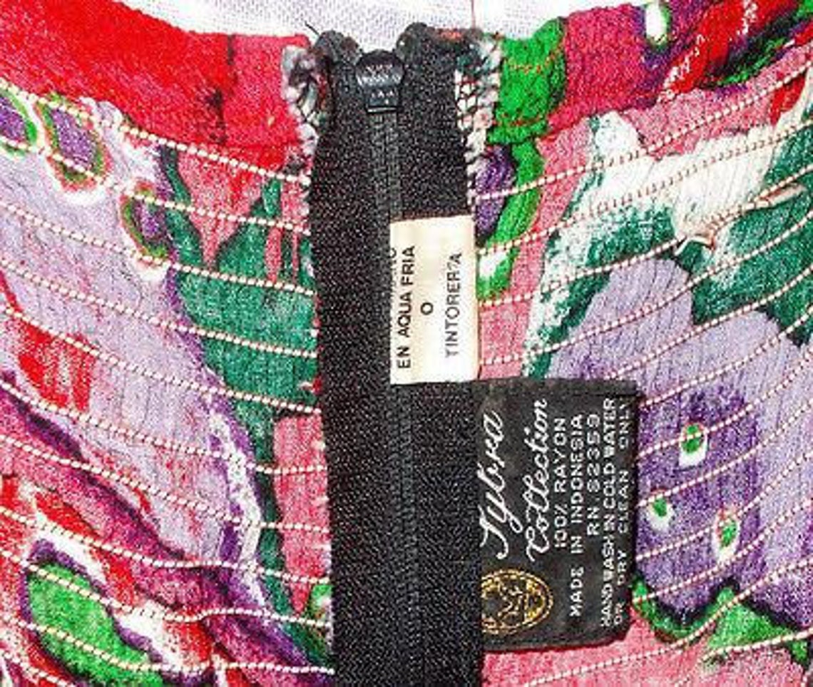 90s Sybra Collection Red Floral Gold Bead Spaghetti Strap Cocktail ...