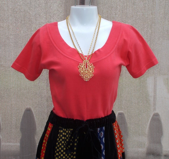 70s One Step Up Coral Pinkish Red Short Sleeve One Pi… - Gem