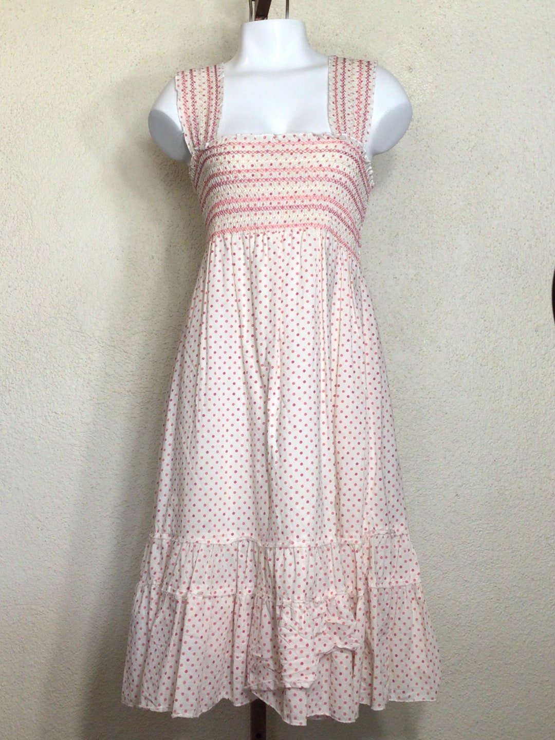 80s Sam & Max Dress / Red White Polka Dot / Cotton Summer Dress ...