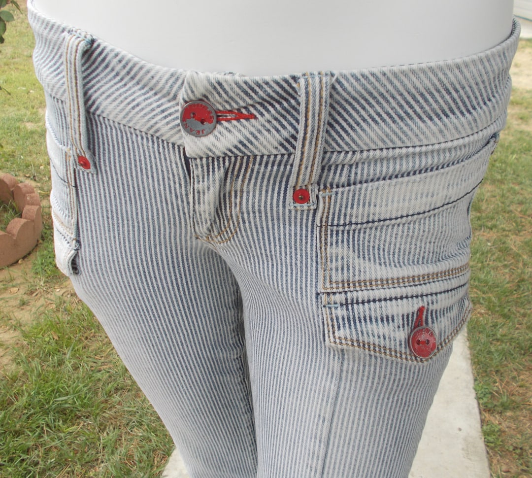 Vintage 80s Guess Jeans: Pinstripe Low Waist Denim Pants - Etsy