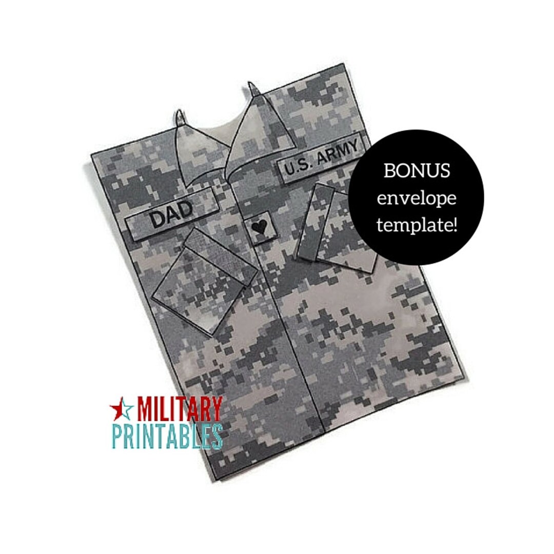 Printable Fathers Day Card for Army, Father's Day Printable Card ...