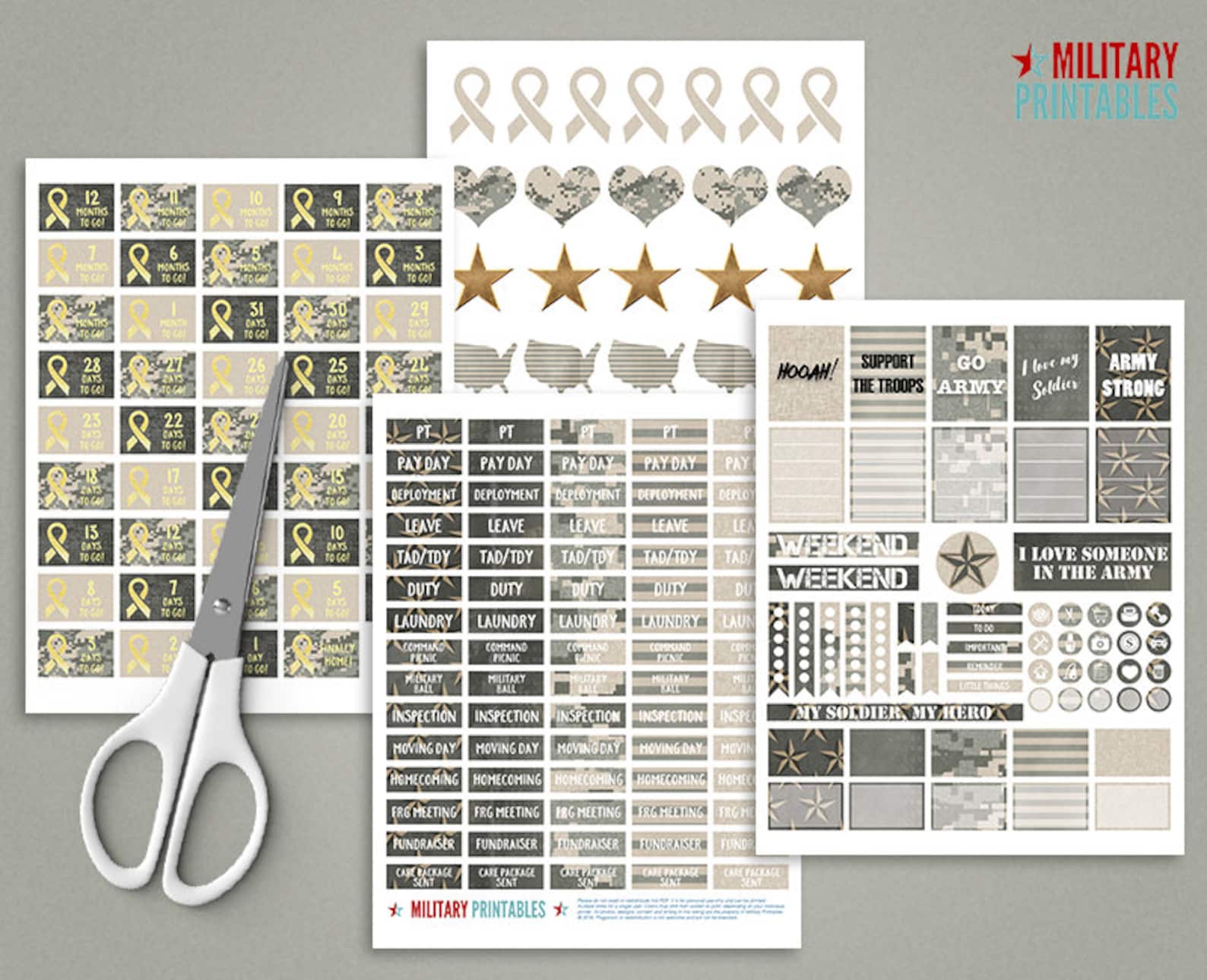 Army Stickers Printable, Military Stickers, Countdown Stickers ...
