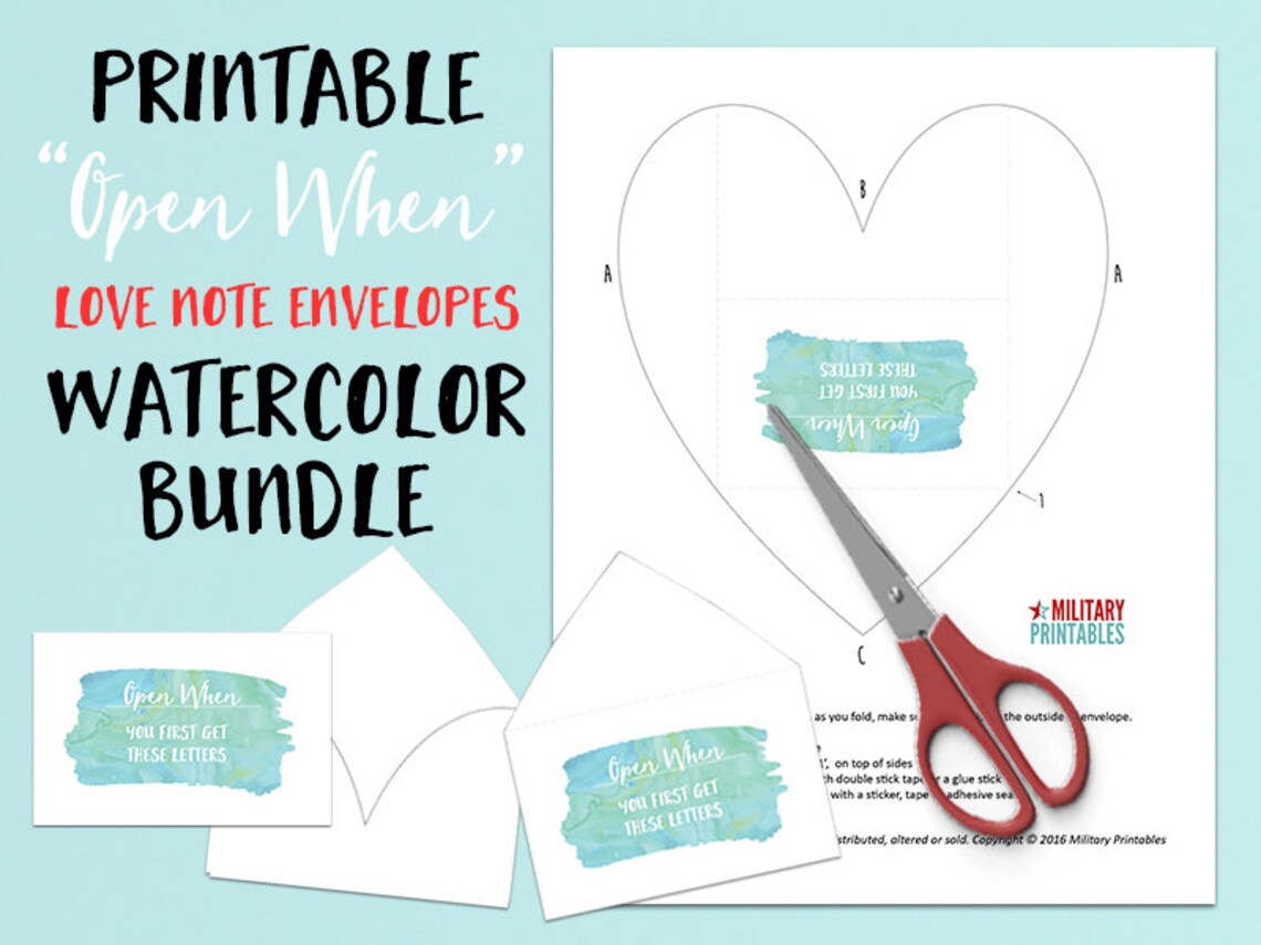 Open When Letter Envelopes, Printable Envelope Template, Long Distance ...