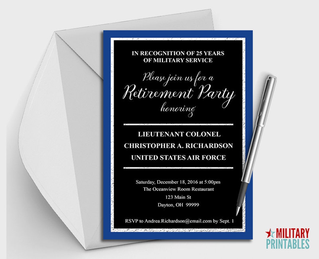 Air Force Retirement Party Invitation Printable Editable Invitation ...
