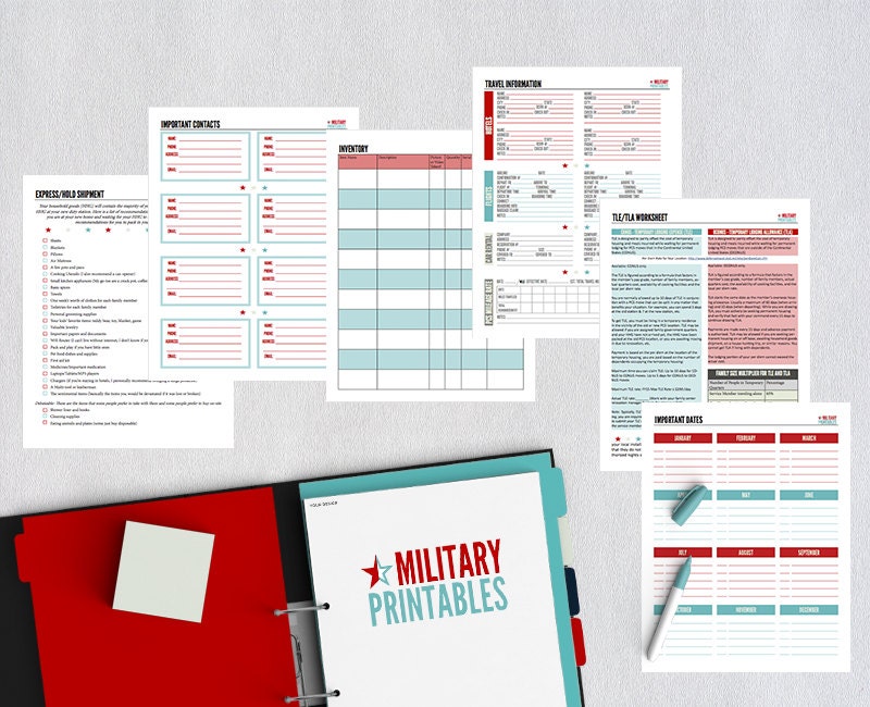 PCS Binder Printable, Military Move Planning Kit, PCS Binder and ...