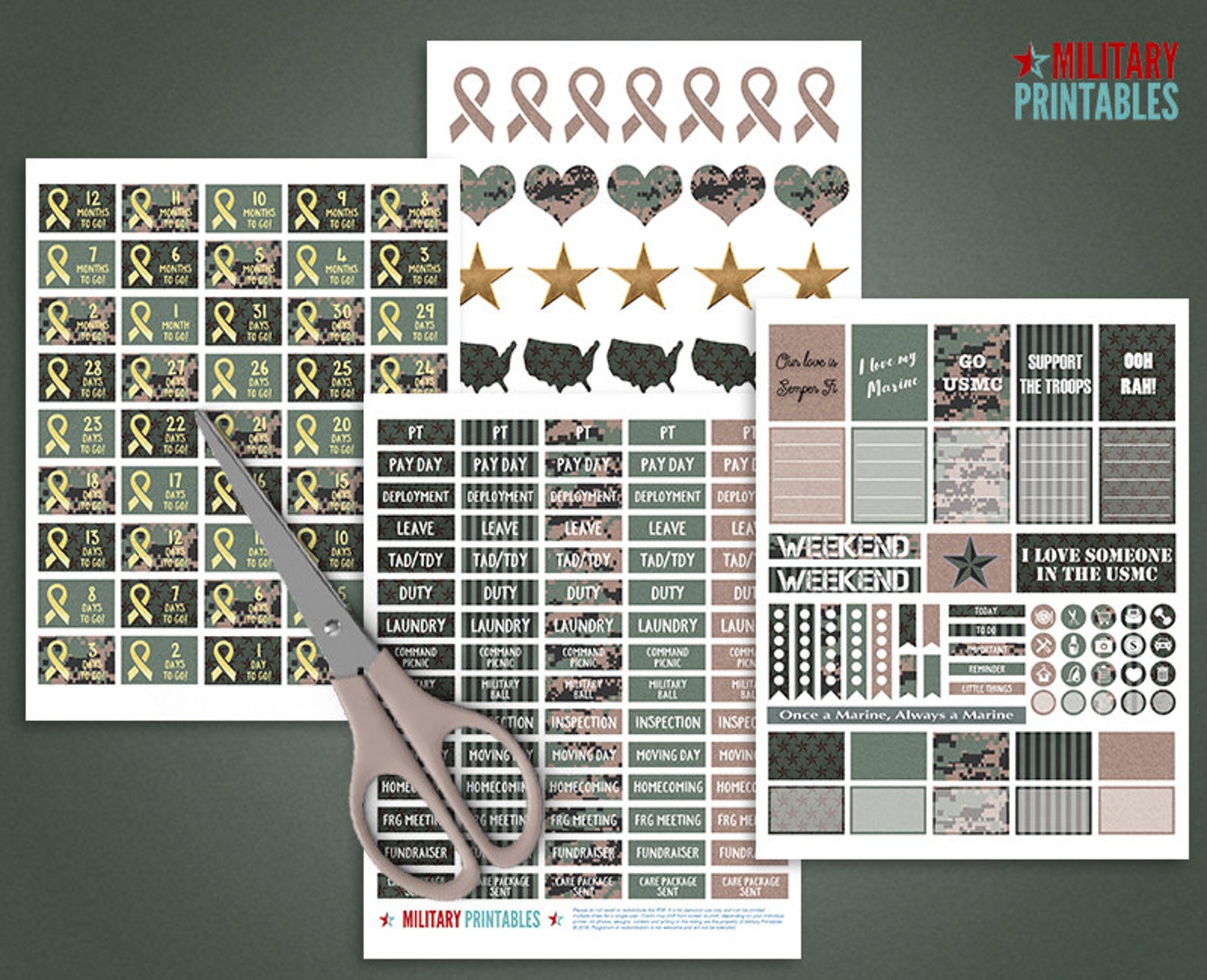 Marine Corps Stickers Printable, Military Stickers, Countdown Stickers ...