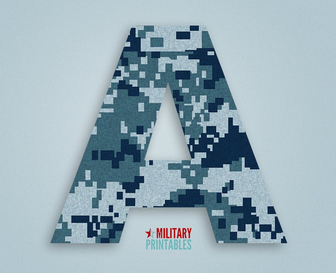 Navy Camo Alphabet, Alphabet Clipart, Digital Alphabet, Military Clip ...