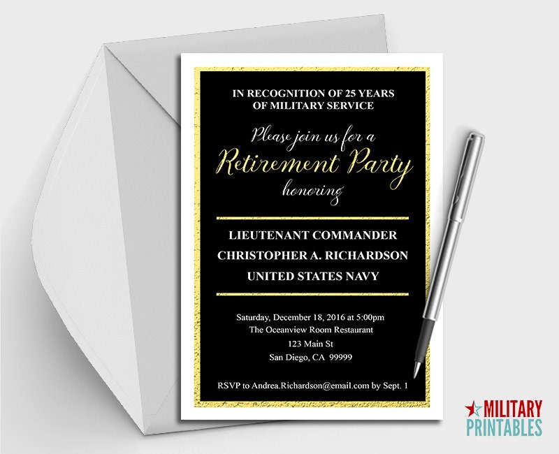 Navy Retirement Party Invitation Printable, Editable Invitation ...