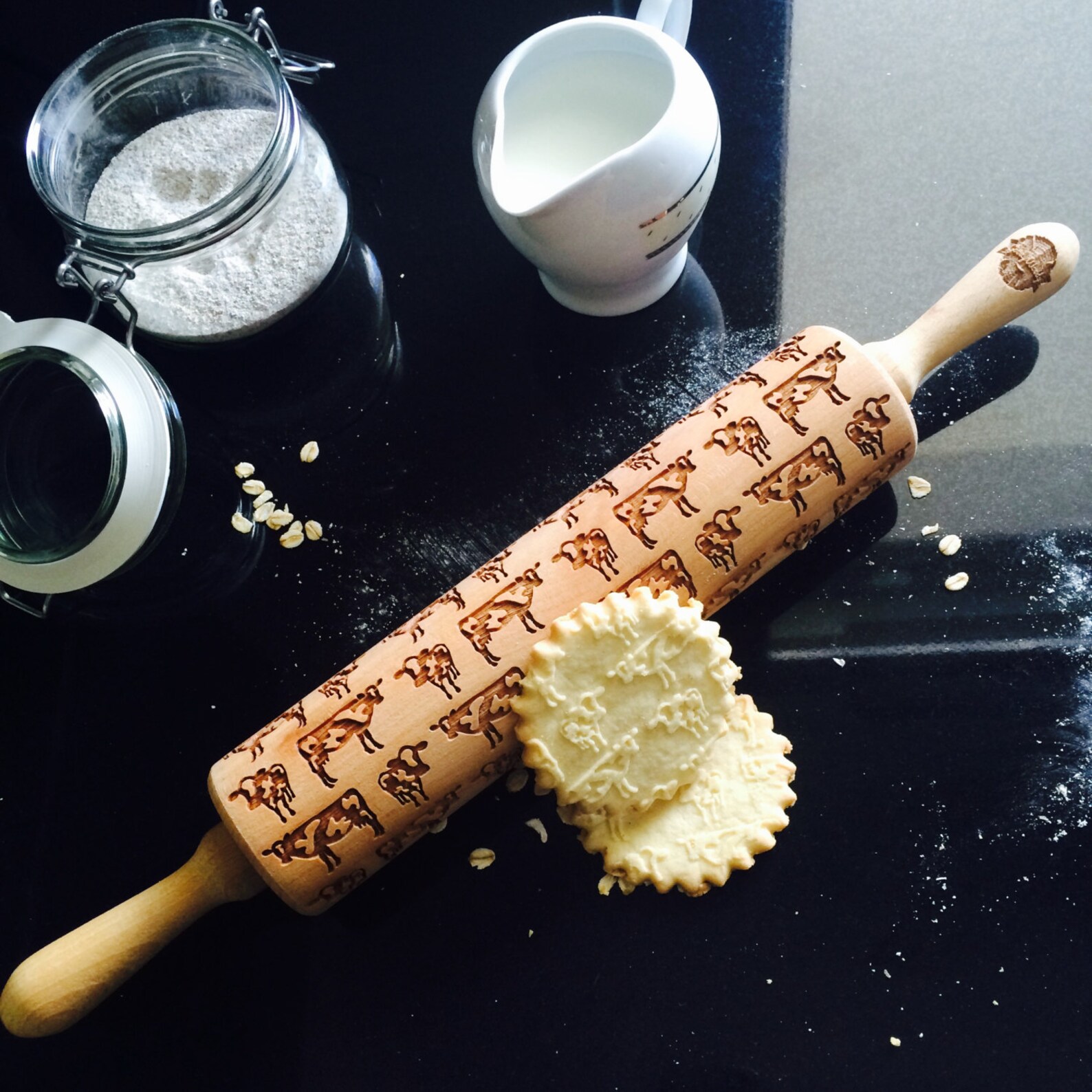 COWS Rolling Pin Embossing Rolling Pin Engraved Rolling Pin - Etsy