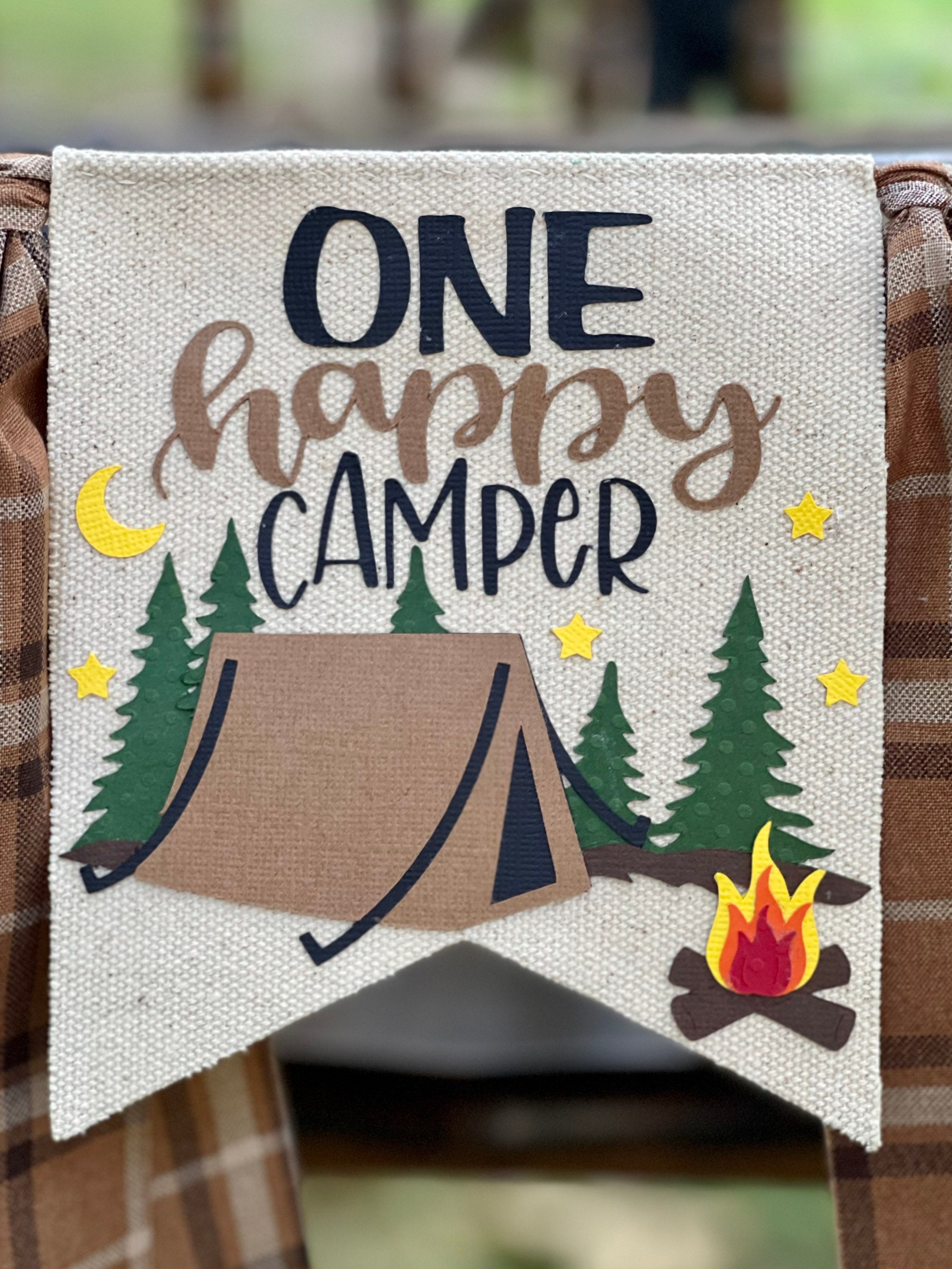 ONE HAPPY CAMPER Highchair Banner, Camping High Chair Banner, First ...