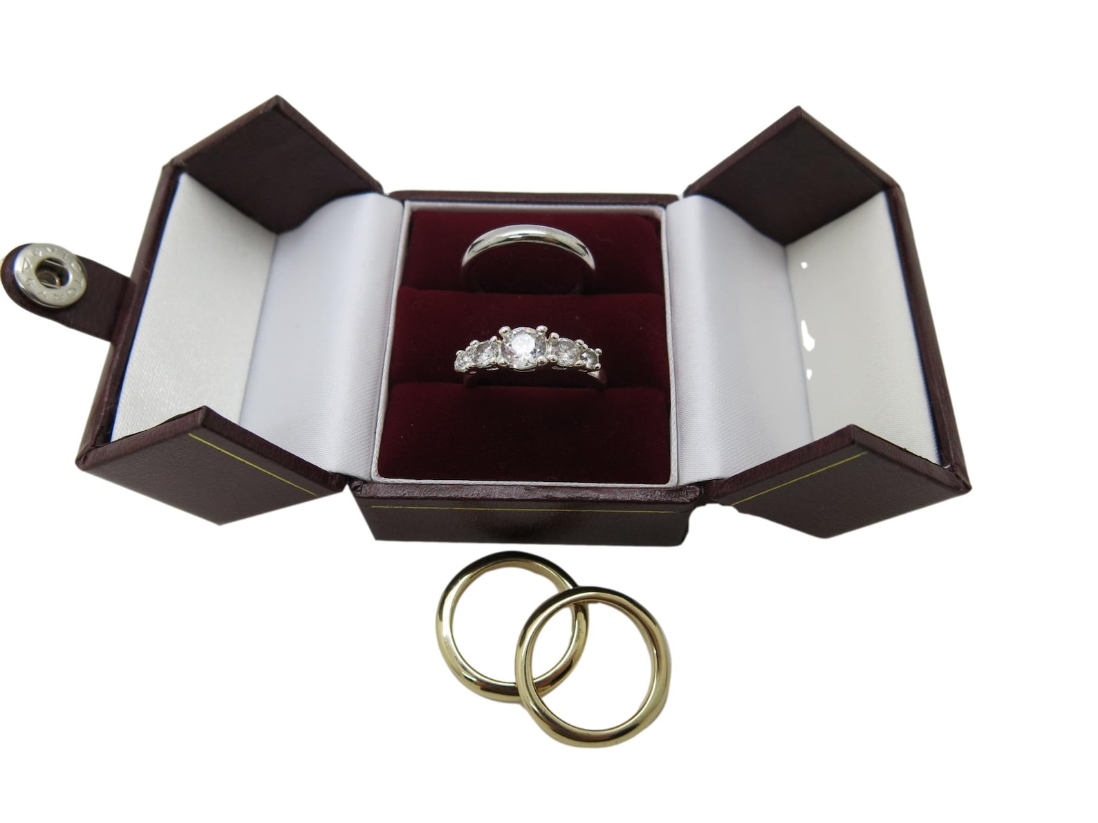 Double Ring Box Bride & Groom Burgundy Wedding Ring Bearer Box - Etsy UK