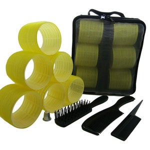 6 Huge XXL Jumbo Curl Cling Hair Rollers Set 70mm Brush Backcombing ...