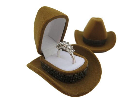 Velvet Cowboy Hat Ring Gift Box Line Dancer Case Stud - Etsy