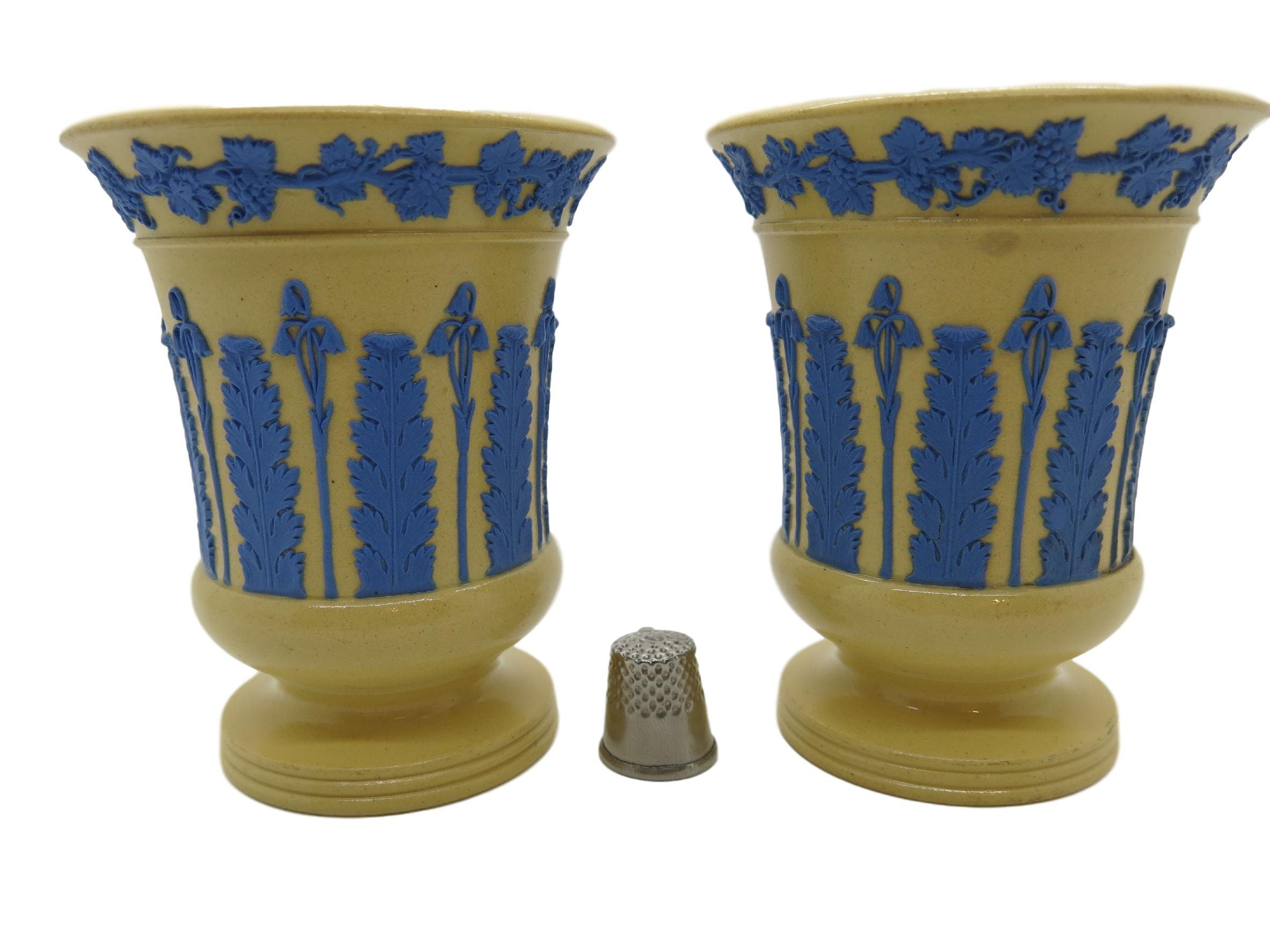 Pair 1800s Wedgwood Vases With Lids Buff Cane Ware Smear | Etsy